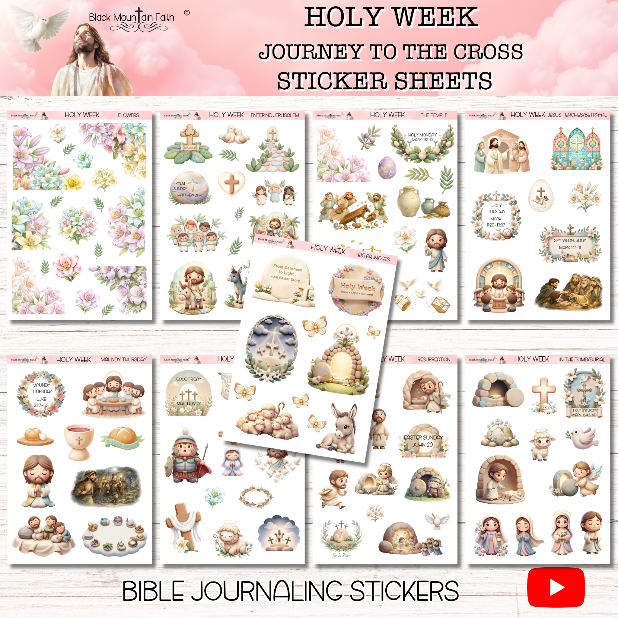 HOLY WEEK JOURNEY TO THE CROSS Bible Journaling Stickers – Black ...