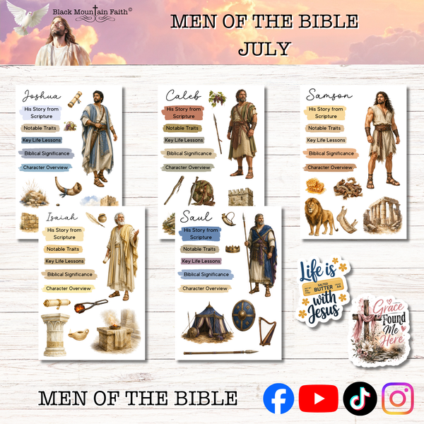 Men of the Bible Snail Mail Stickers MONTHLY SUBSCRIPTION – Black ...